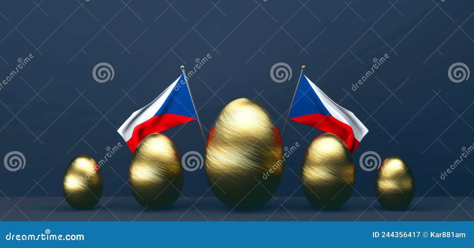 Happy Easter, Easter Czech. Background with Gold Eggs and Flag Czech ...