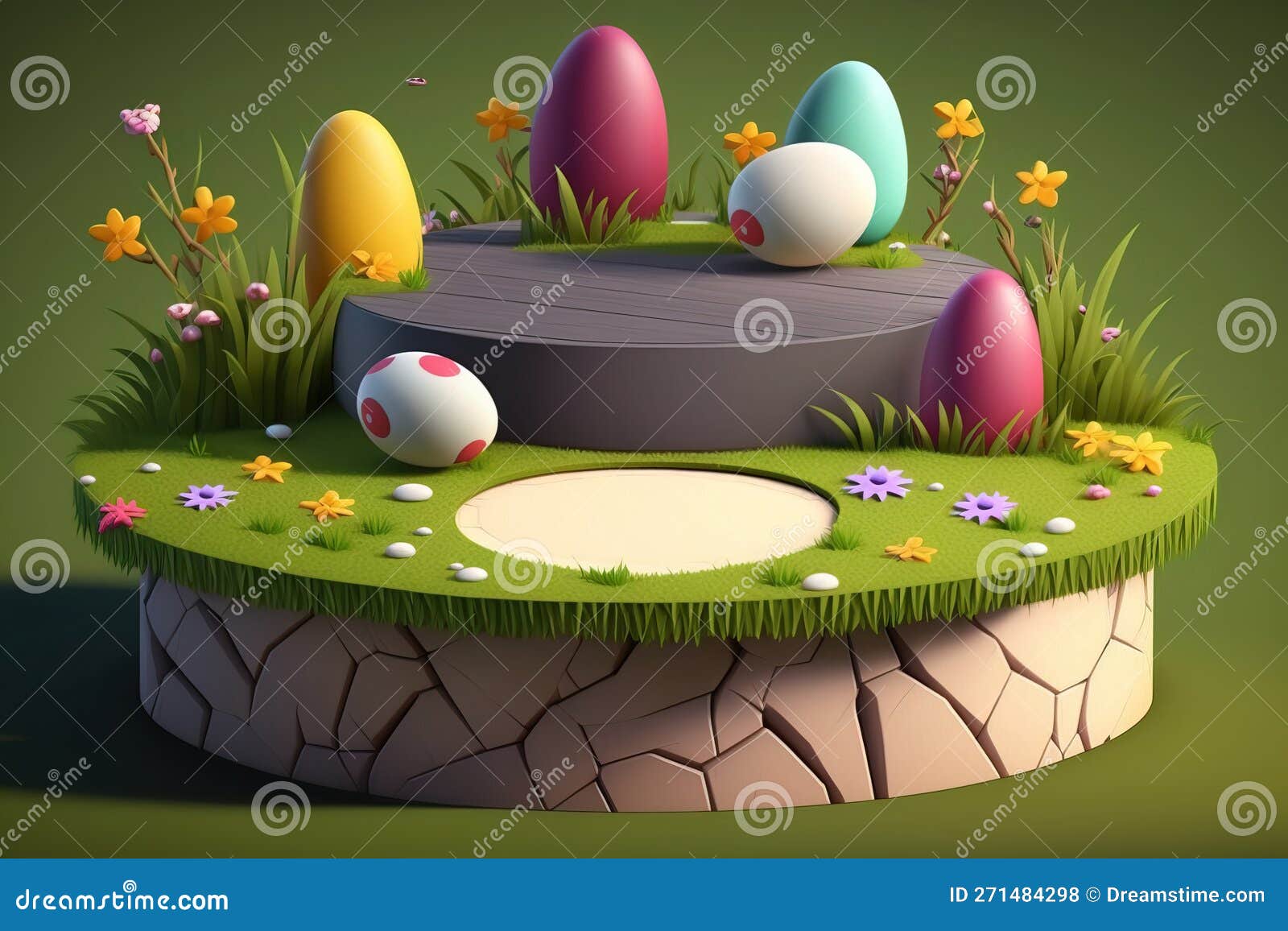 Happy Easter Day, 3d Easter Eggs Podium with Geometry Platform for ...