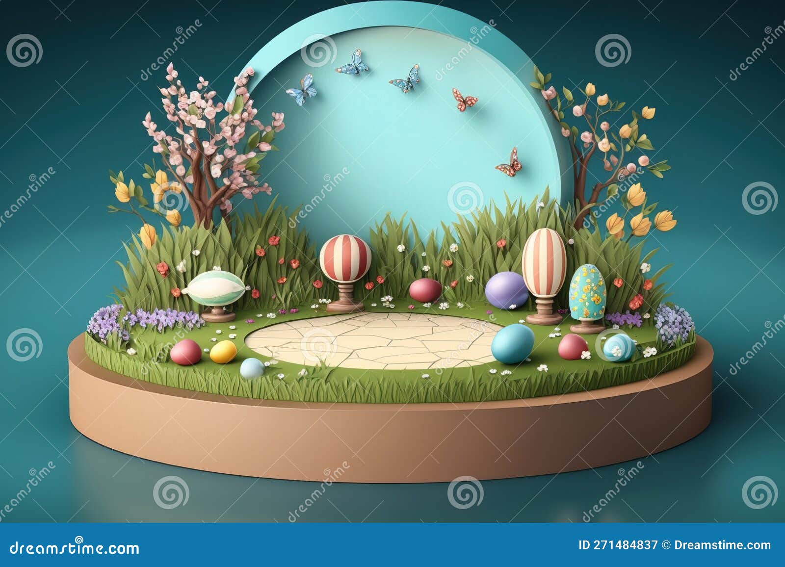 Happy Easter Day, 3d Easter Eggs Podium with Geometry Platform for ...