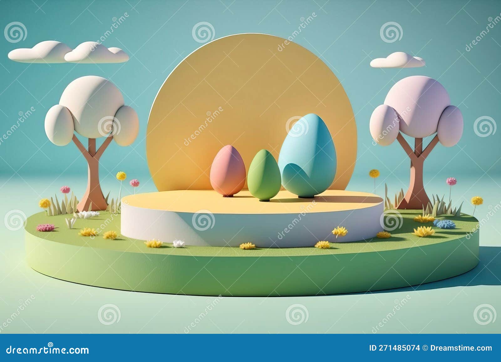 Happy Easter Day, 3d Easter Eggs Podium with Geometry Platform for ...