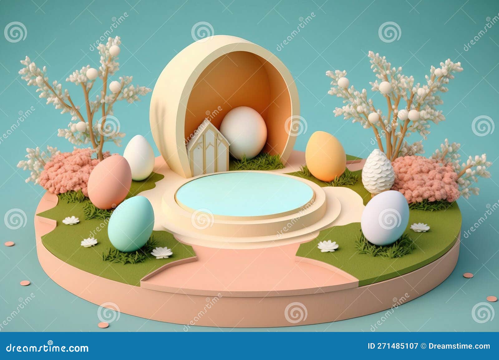 Happy Easter Day, 3d Easter Eggs Podium with Geometry Platform for ...