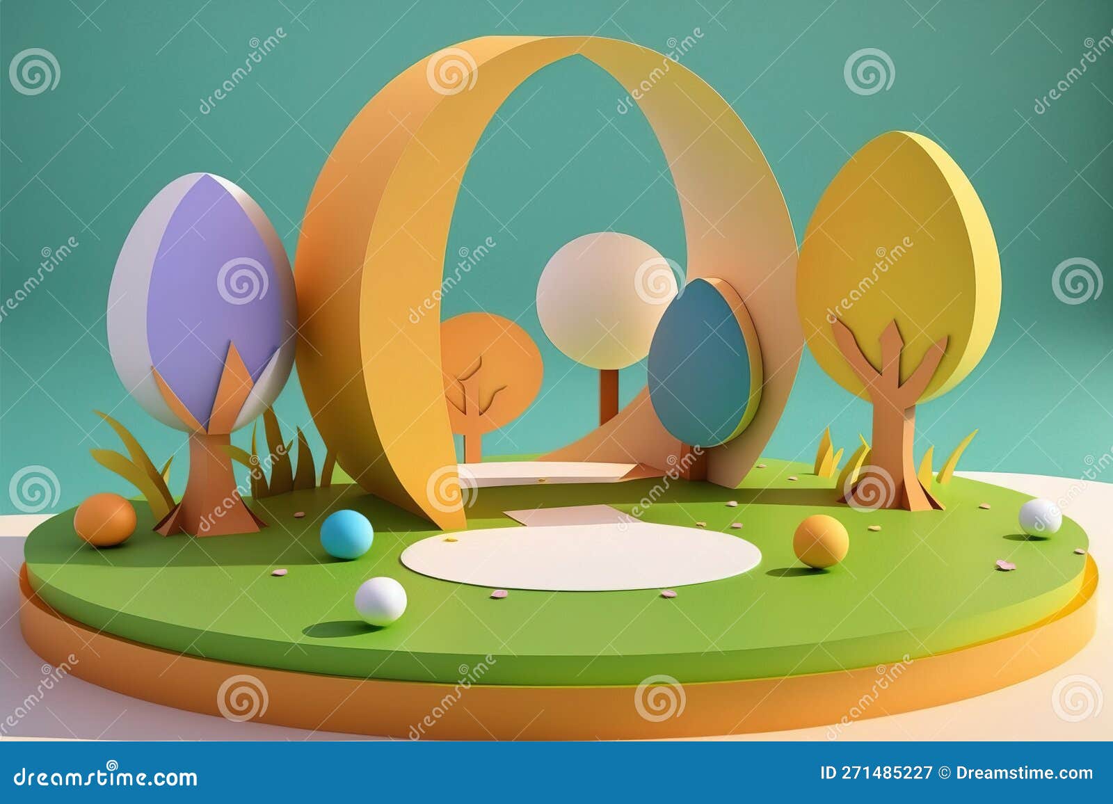 Happy Easter Day, 3d Easter Eggs Podium with Geometry Platform for ...