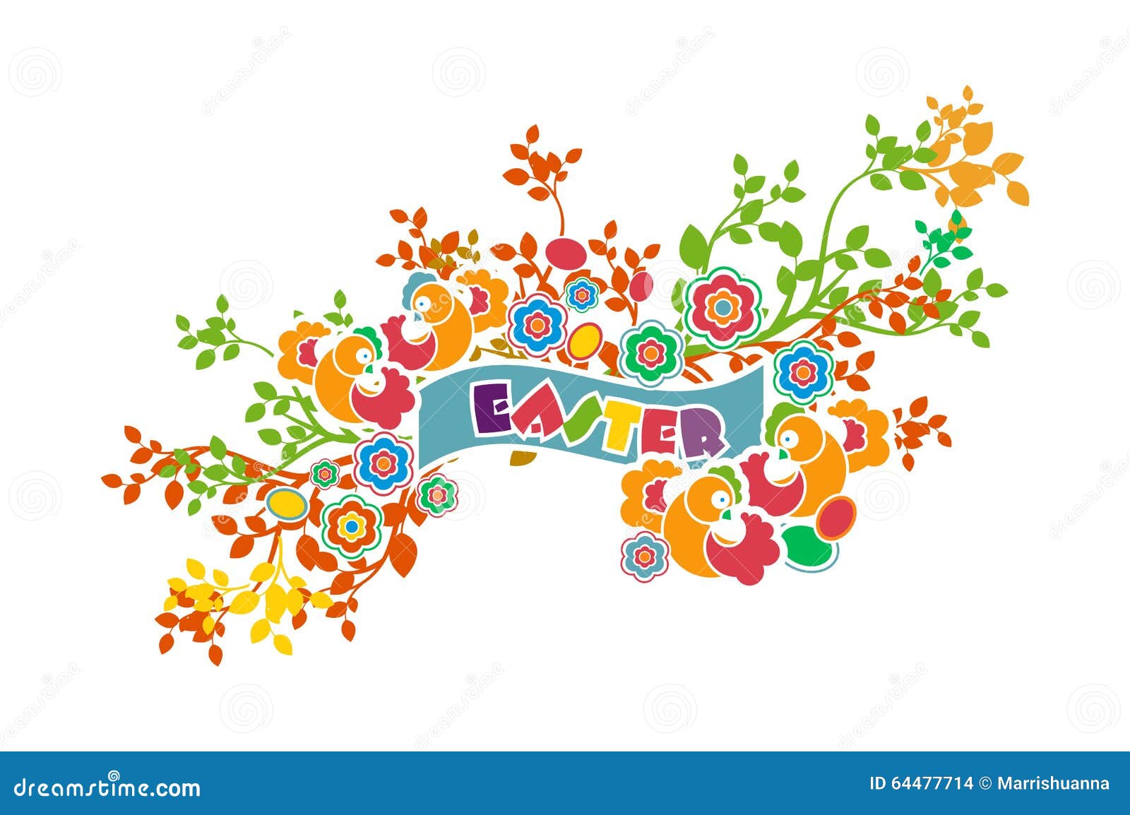 Happy easter deco stock vector. Illustration of floral - 64477714