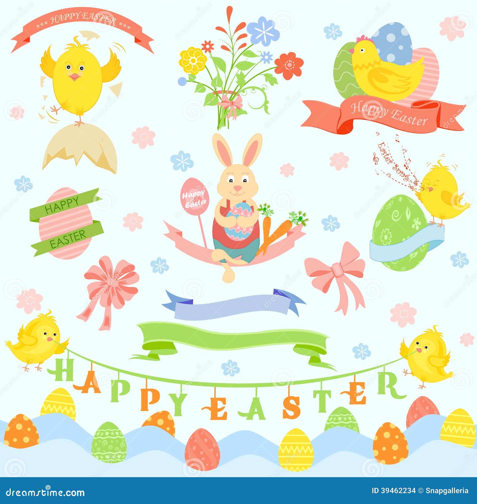 Happy Easter Design Element Stock Vector - Illustration of gift, card ...