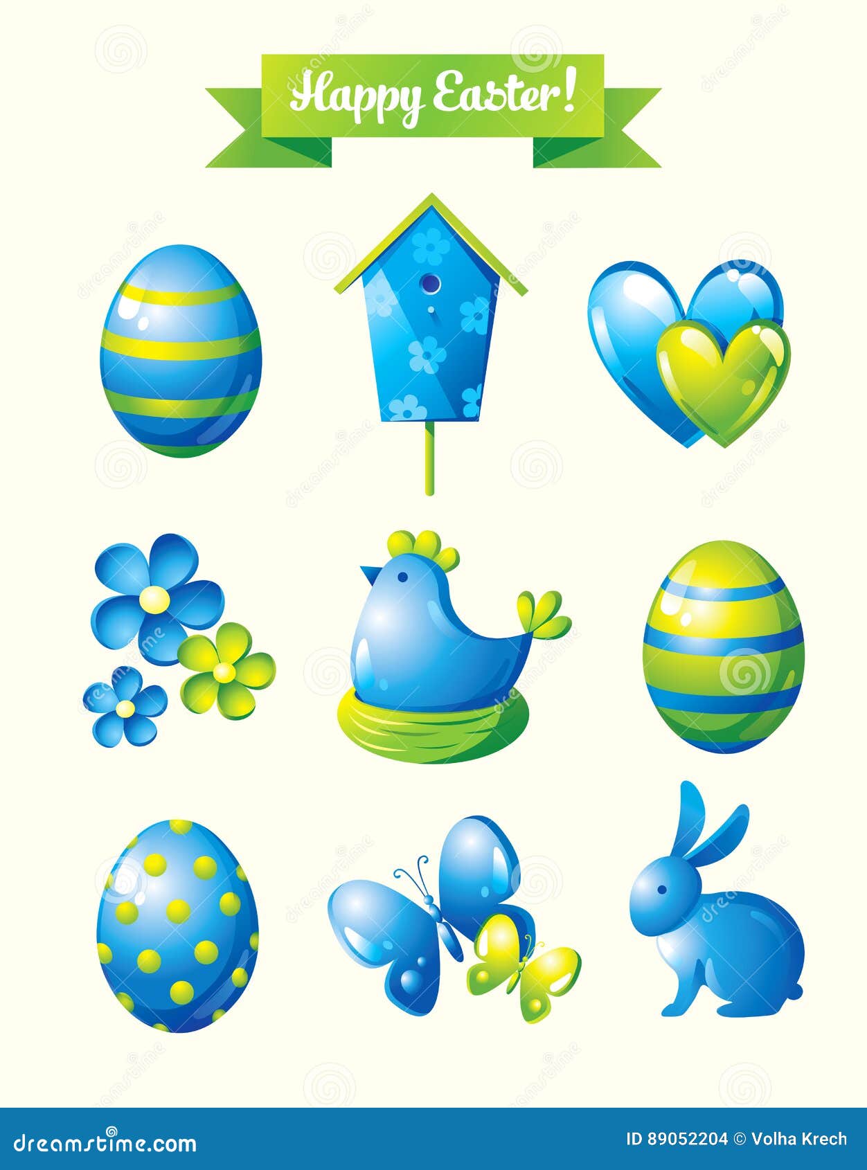 Happy Easter Design Elements Set Stock Vector - Illustration of easter ...