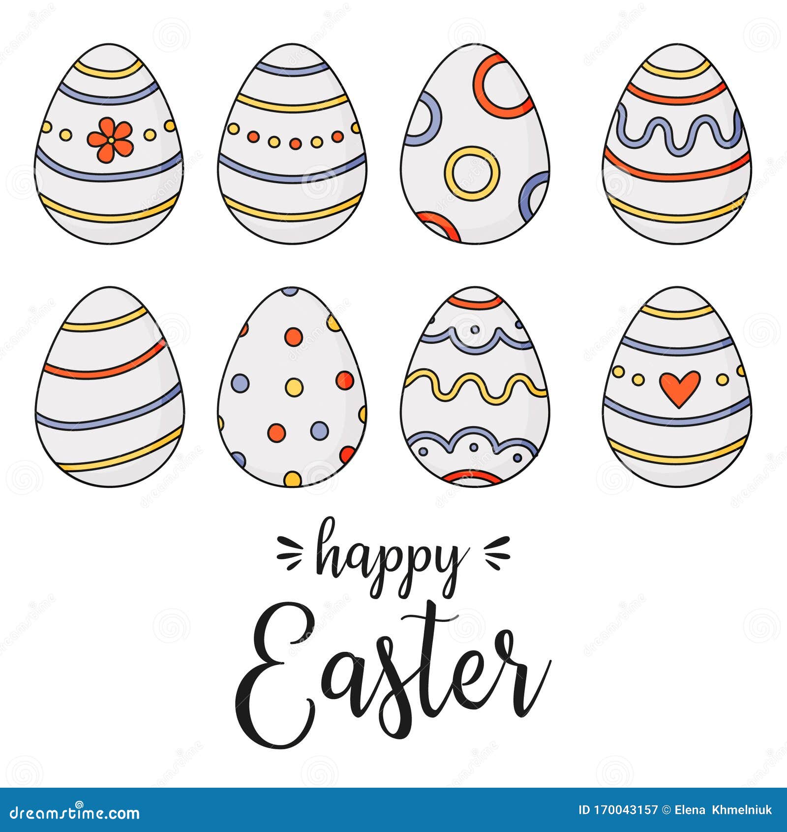 Happy Easter Doodle Easter Eggs Stock Vector - Illustration of drawing ...