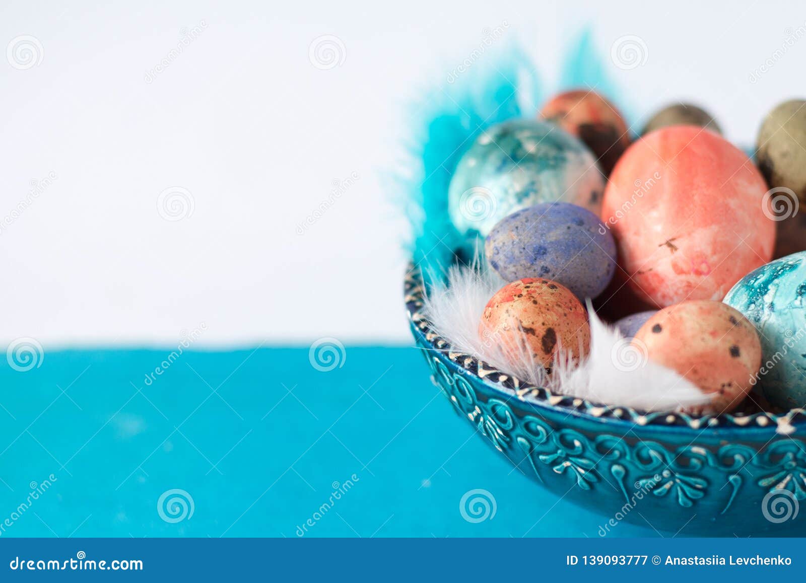 Happy Easter. Easter Background. Colorful Easter Eggs. Pantone and Blue ...