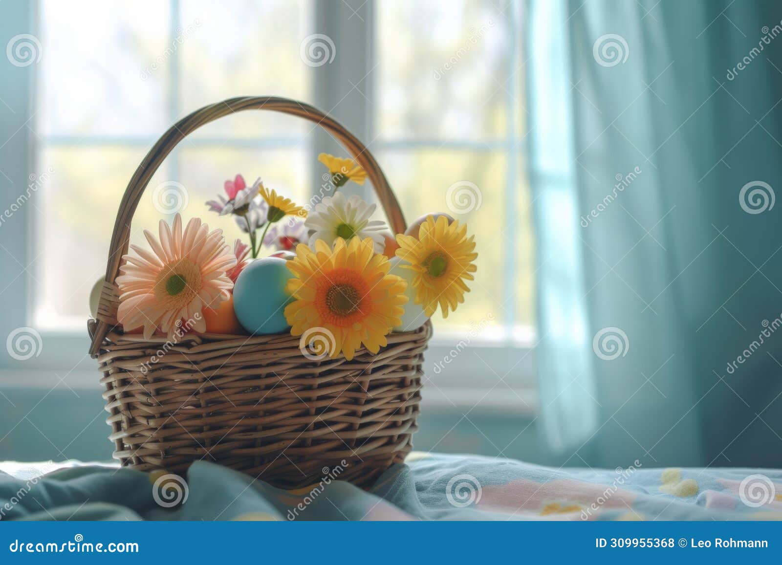 Happy Easter Easter Poppy Eggs Chicks Basket. White Palm Sunday Bunny ...