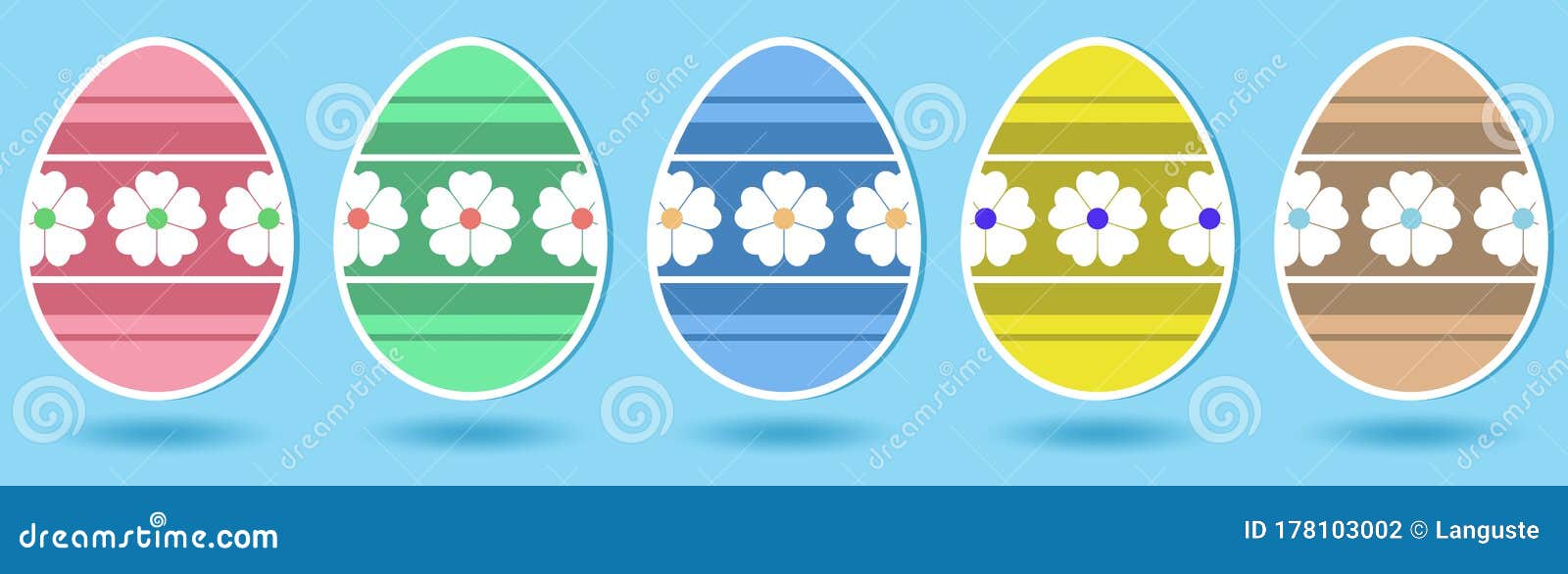Happy Easter Egg Array on Light Blue Background. Seamless Useable ...