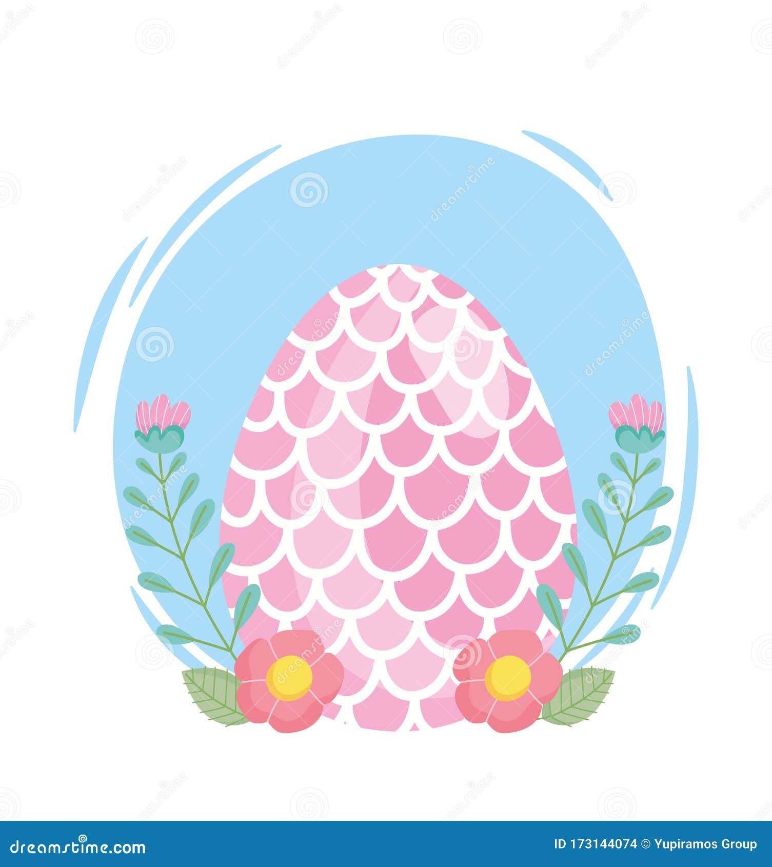Happy Easter Egg Decorated with Shape of Fish Scales Flowers Stock ...