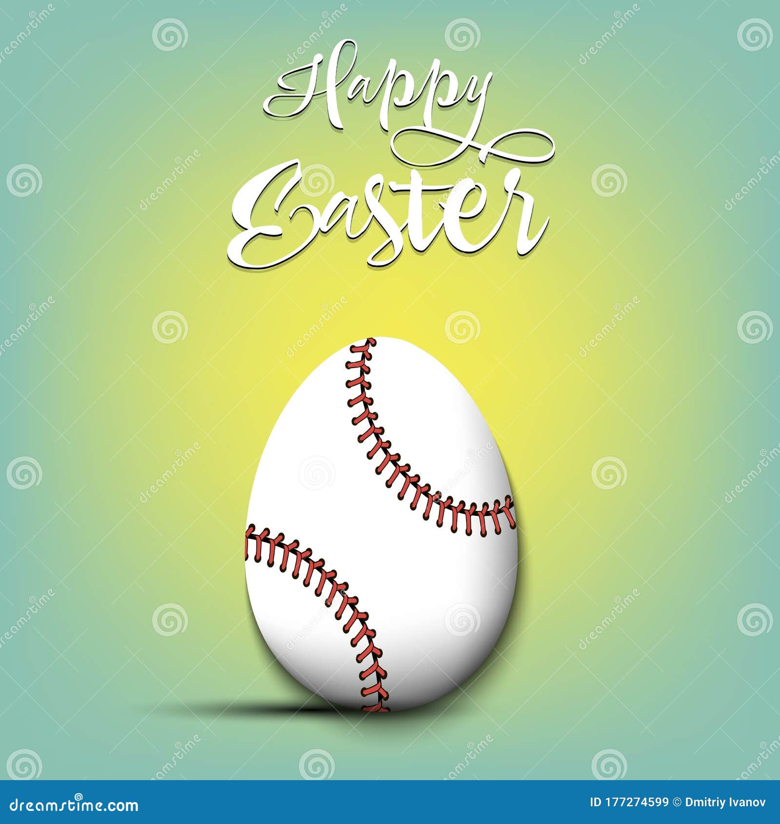 Happy Easter. Egg in the Form of a Baseball Ball Stock Vector ...