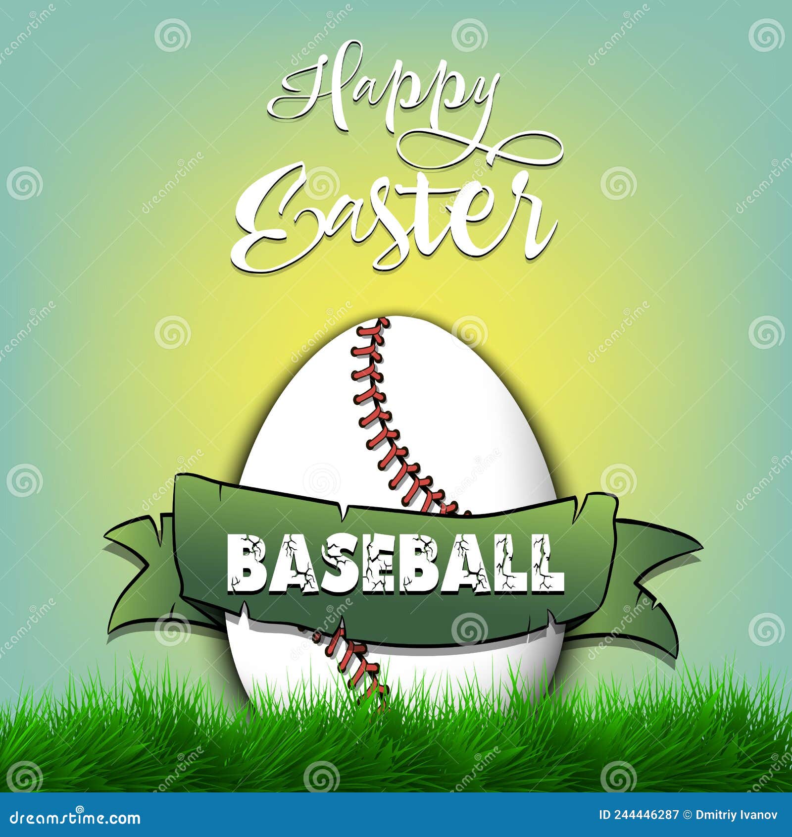 Happy Easter. Egg in the Form of a Baseball Ball Stock Vector ...