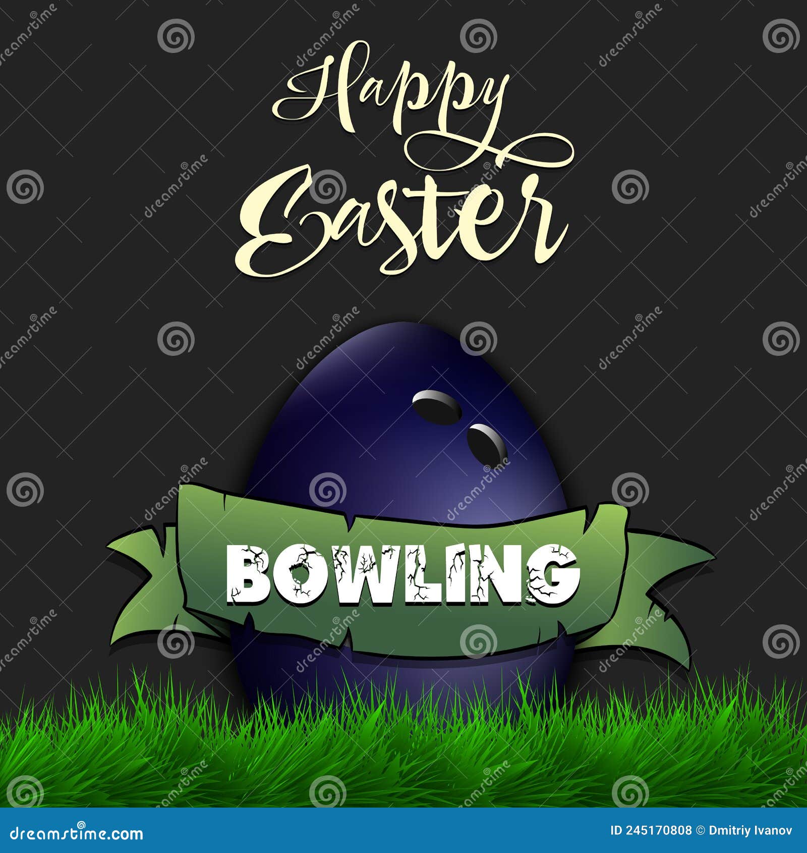 Happy Easter. Egg in the Form of a Bowling Ball Stock Vector ...