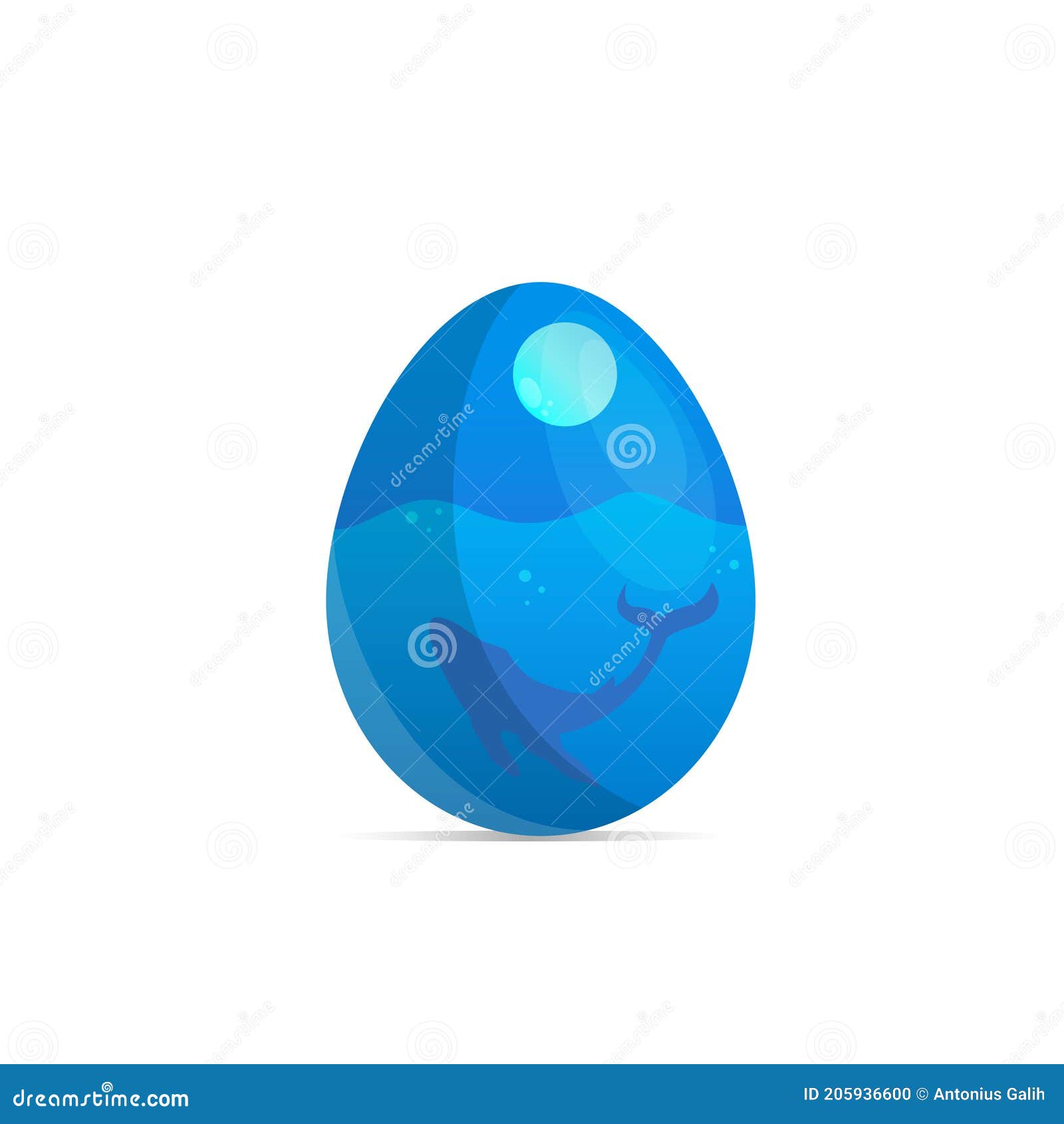 Happy Easter. Easter Egg with Ocean and Blue Whale on it Stock ...
