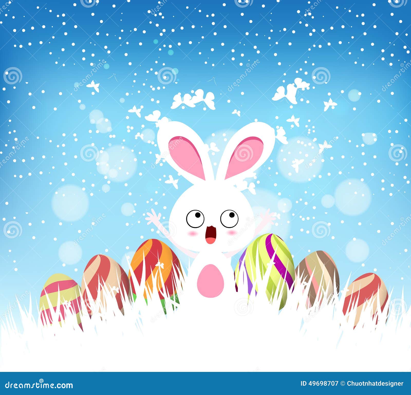 Happy Easter Eggs and Bunny Winter Background Stock Vector - Illustration of hatching, nature ...
