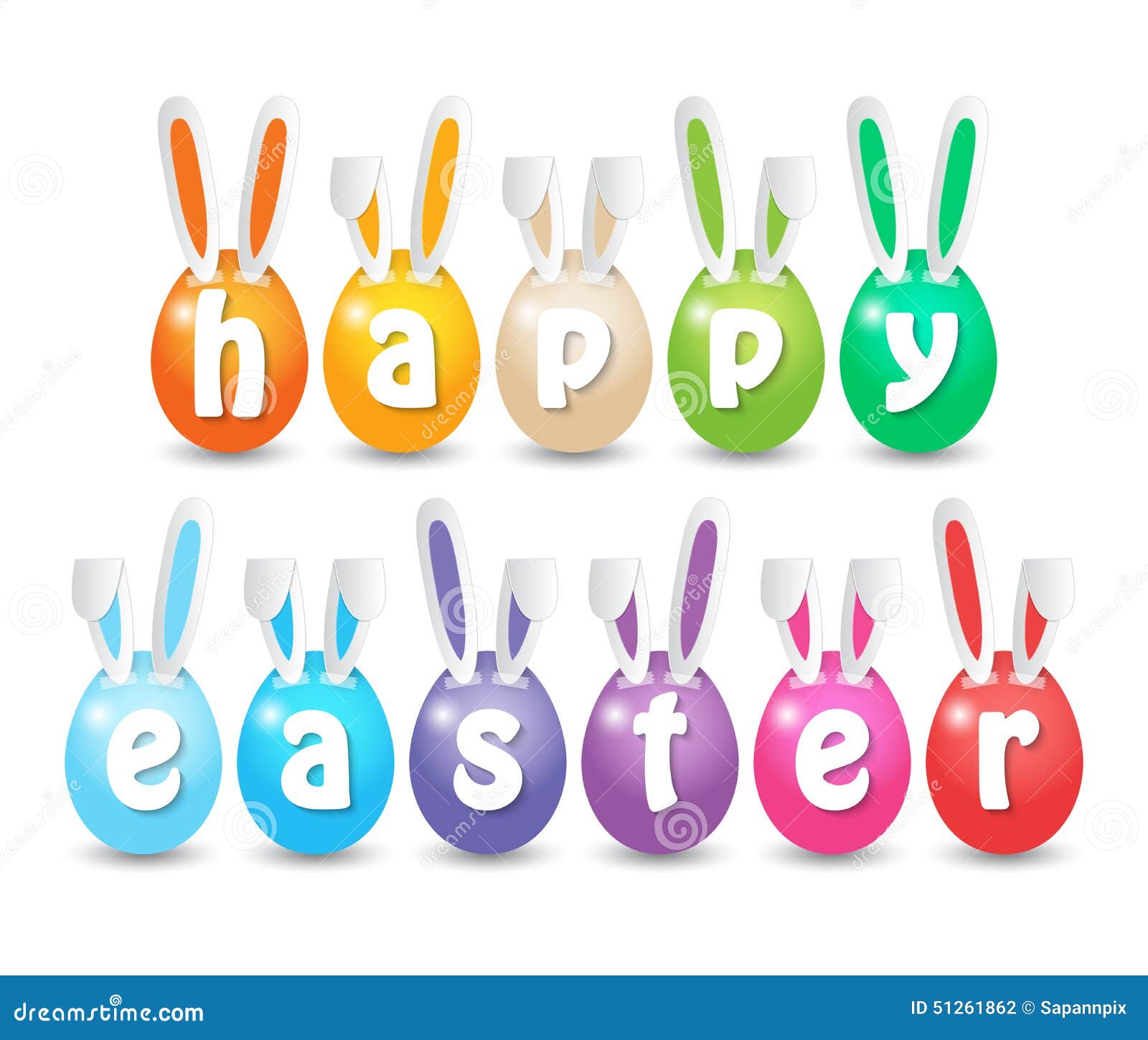 Happy Easter Eggs stock vector. Illustration of letter - 51261862