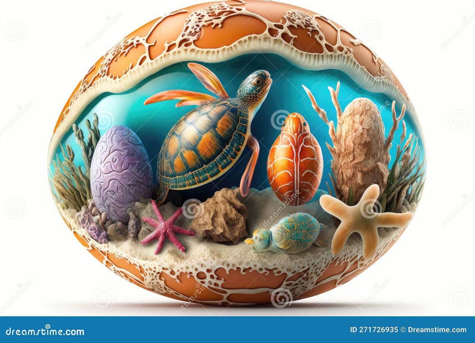 Happy Easter Easter Eggs Design, a Beachy Egg with Sea Creatures and ...