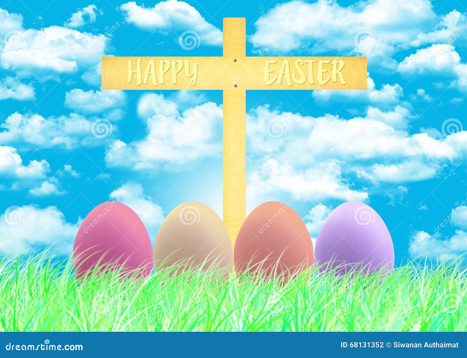 Happy Easter and Eggs Easter Stock Photo - Image of holiday, four: 68131352