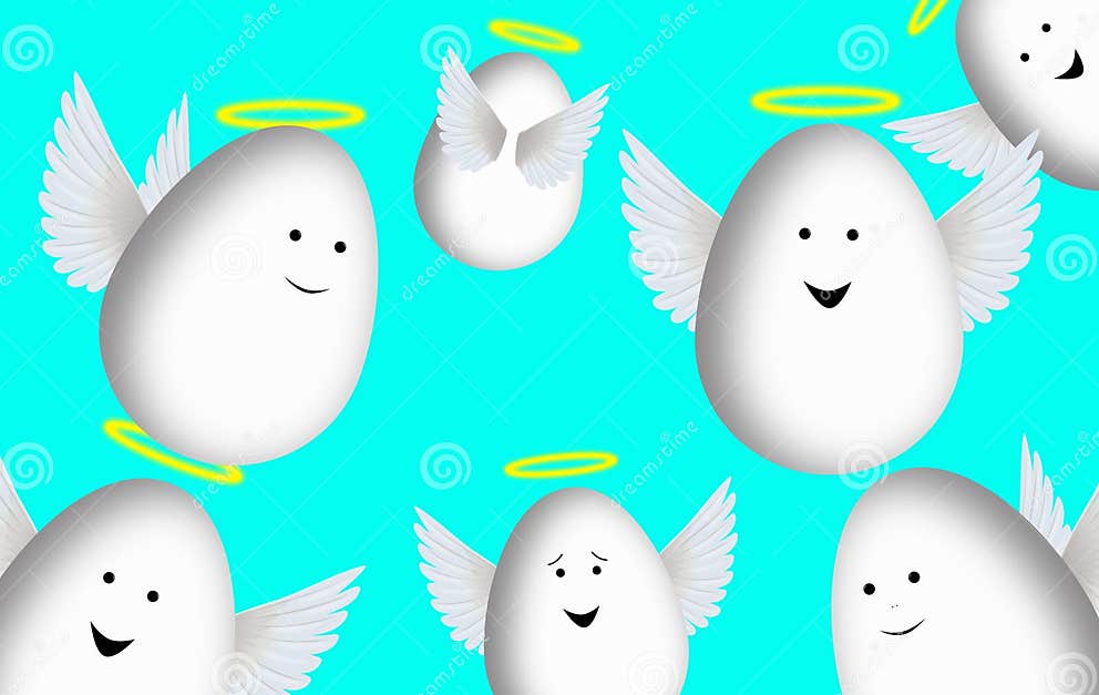 Happy Easter. Easter Eggs in the Form of Angels Stock Illustration ...
