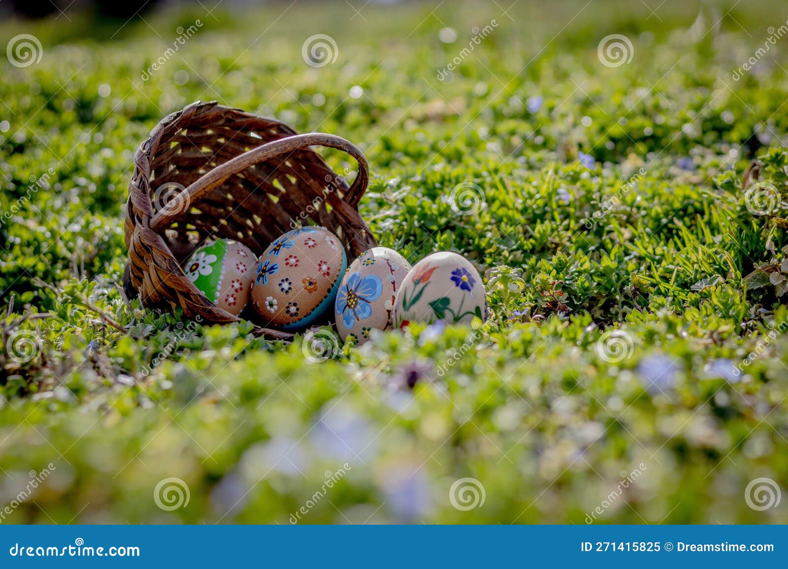 Happy Easter. Easter Eggs in the Meadow. Easter Egg Hunt Stock Image ...