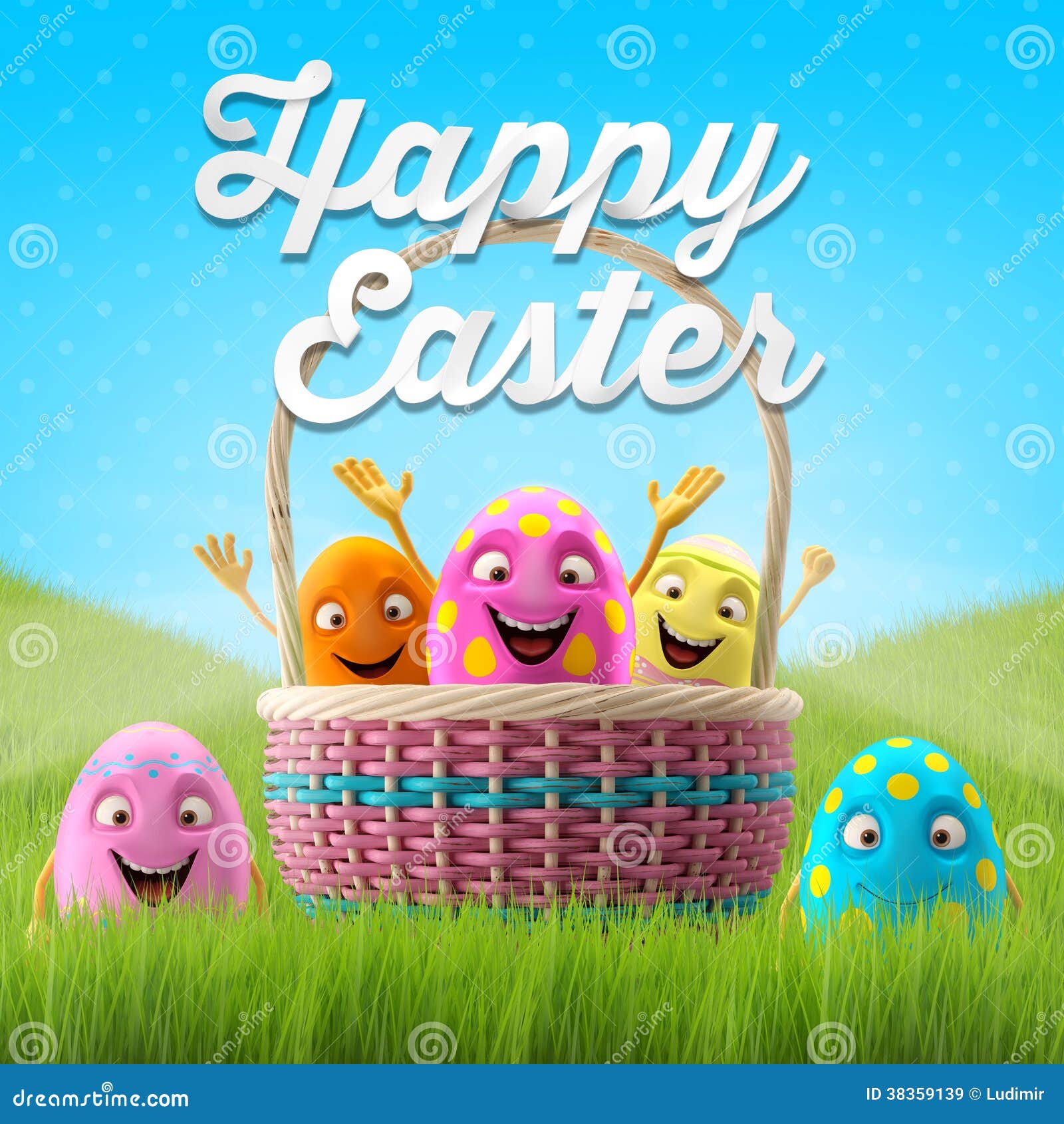 Happy Easter Eggs, Merry 3D Set, Spring Series, Happy Cartoon Objects ...