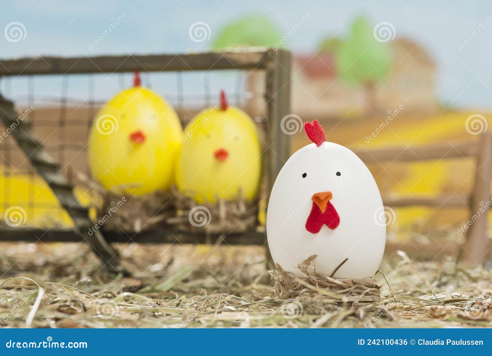 Happy Easter Egg Chickens on a Farm Stock Photo - Image of chicken ...