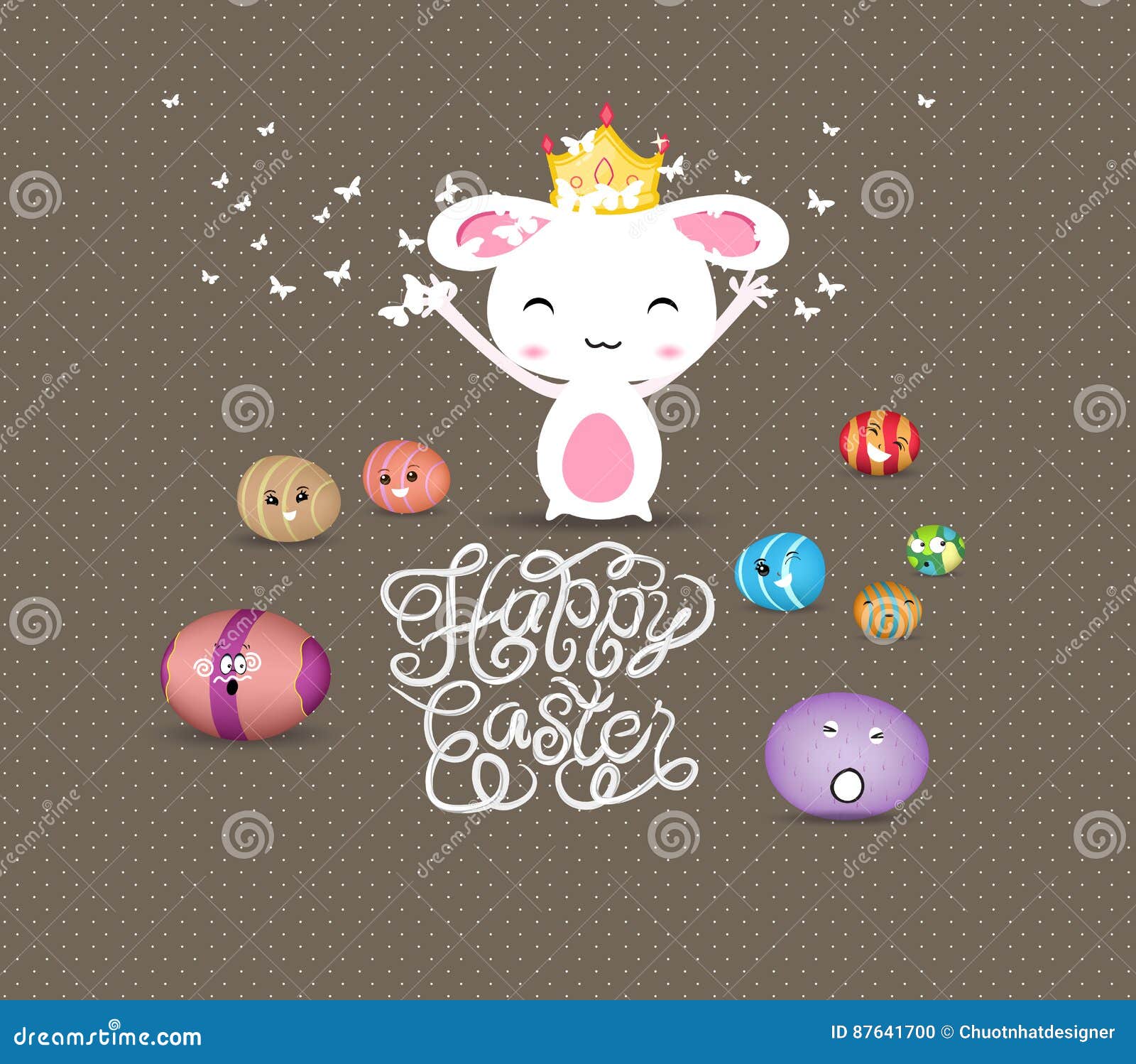 Happy Easter Eggs and Princess Bunny Funny Stock Illustration ...