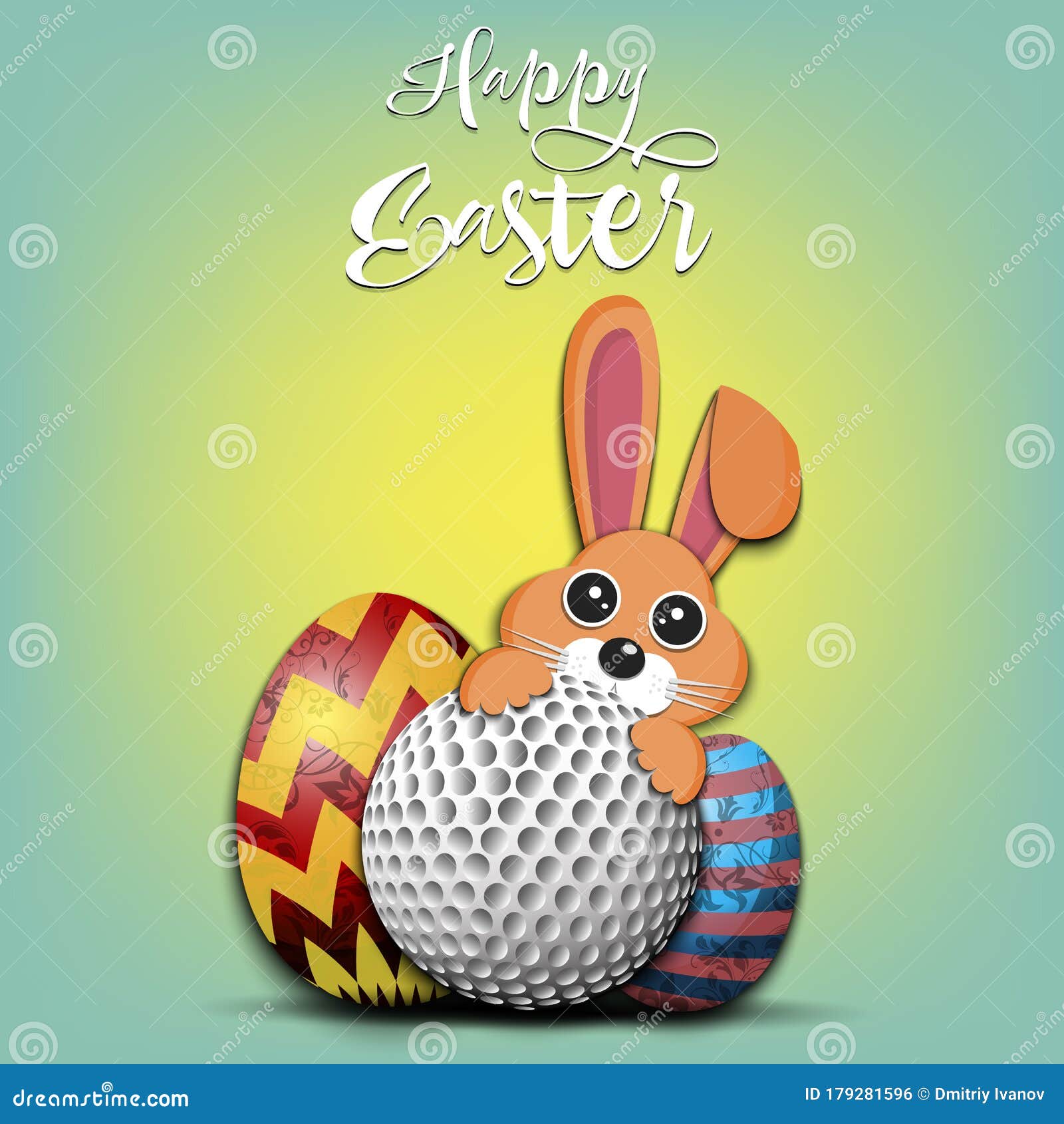 Happy Easter. Easter Eggs, Rabbit and Golf Ball Stock Vector ...