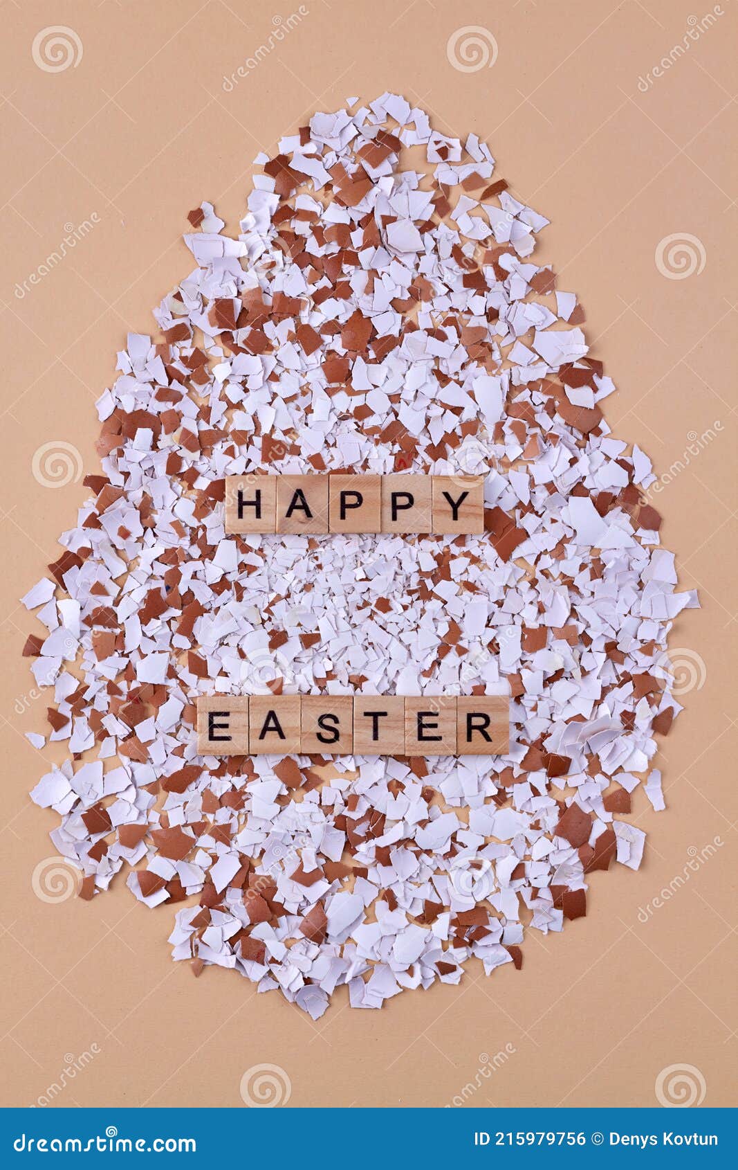 Happy Easter and Eggshells. Collection of Eggshell Pieces. Stock Photo ...