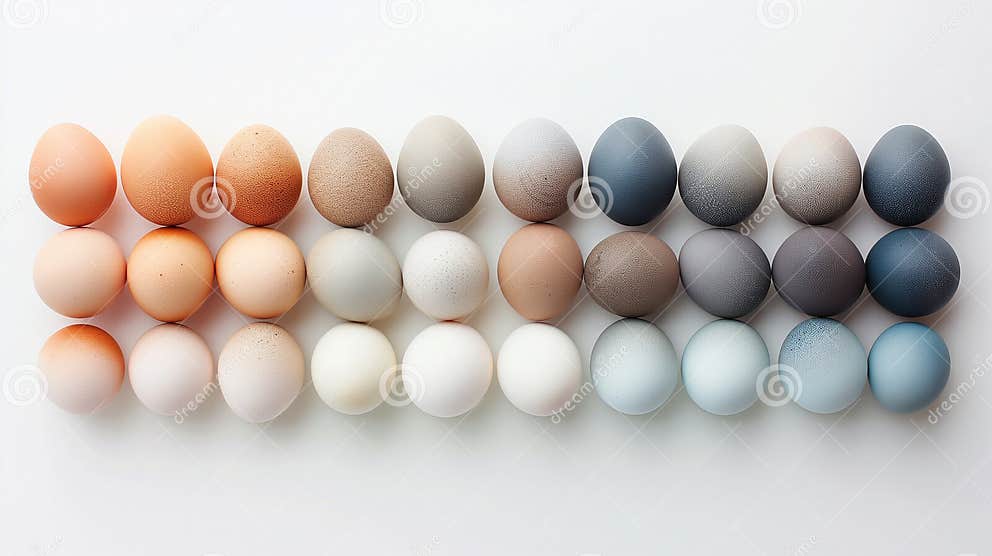 Happy Easter. an Elegant Array of Natural Eggs on White Background ...