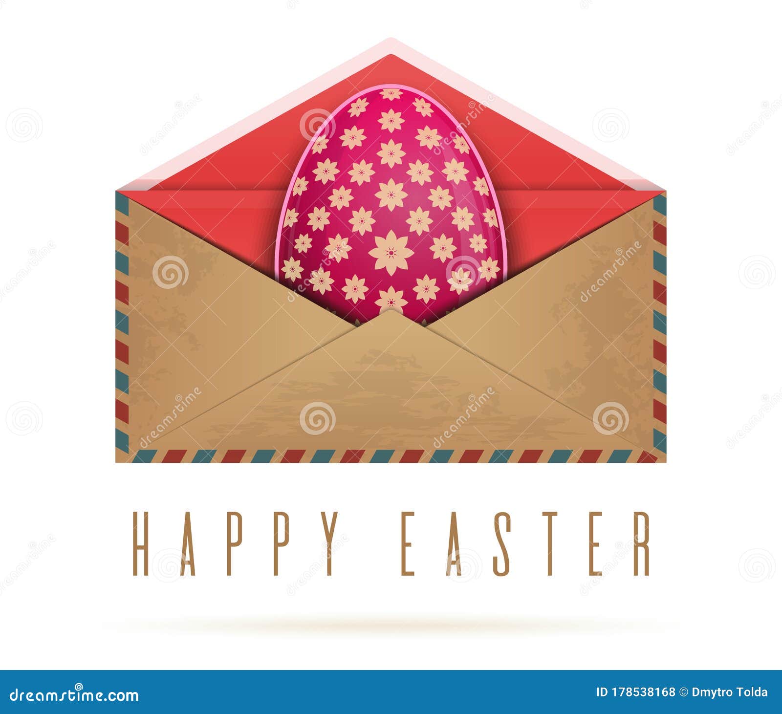 Happy Easter. Envelope with Pink Easter Egg Stock Vector - Illustration ...