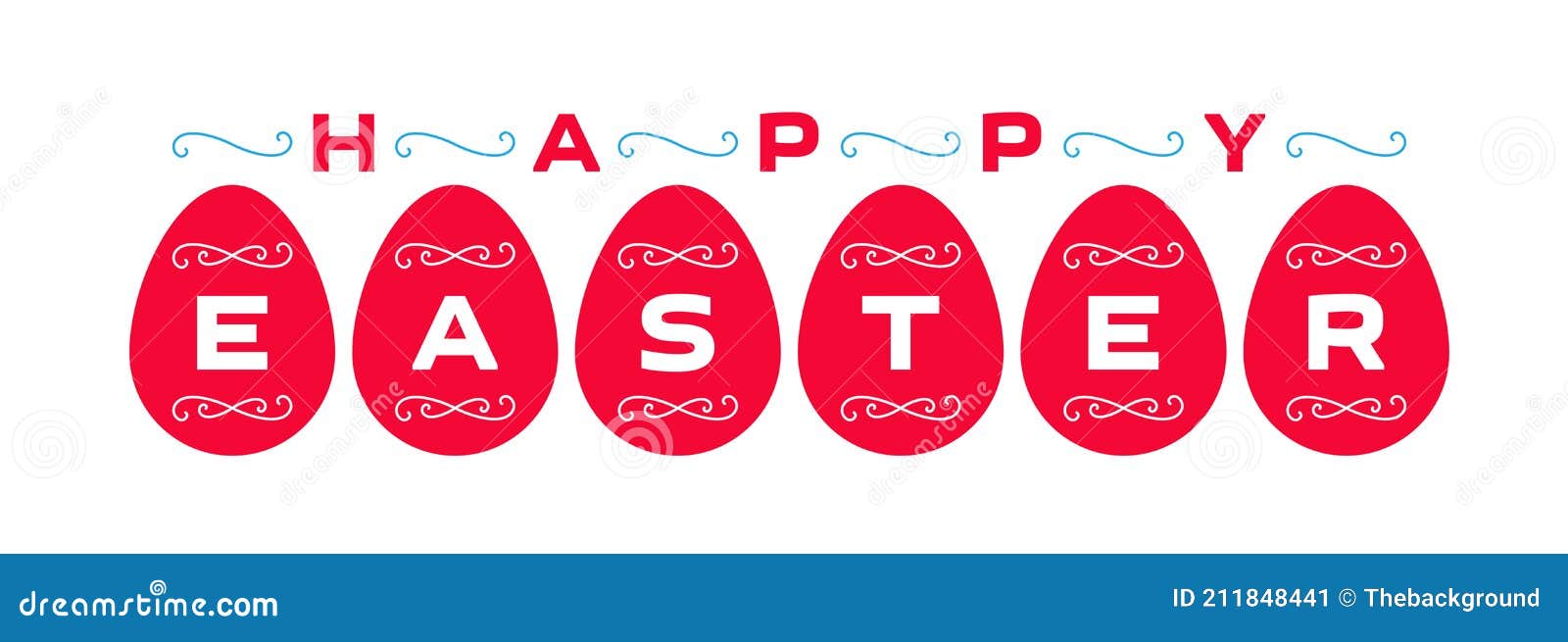 Happy Easter - Festive Card or Poster with Eggs Silhouettes and Lineart ...