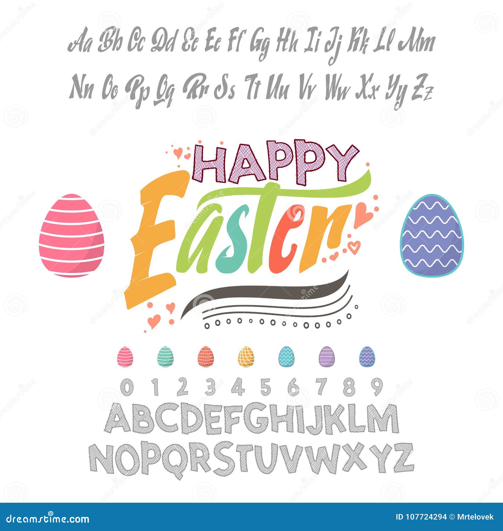 Happy Easter - Font. Vector Alphabet.Hand Lettering Script Font ...