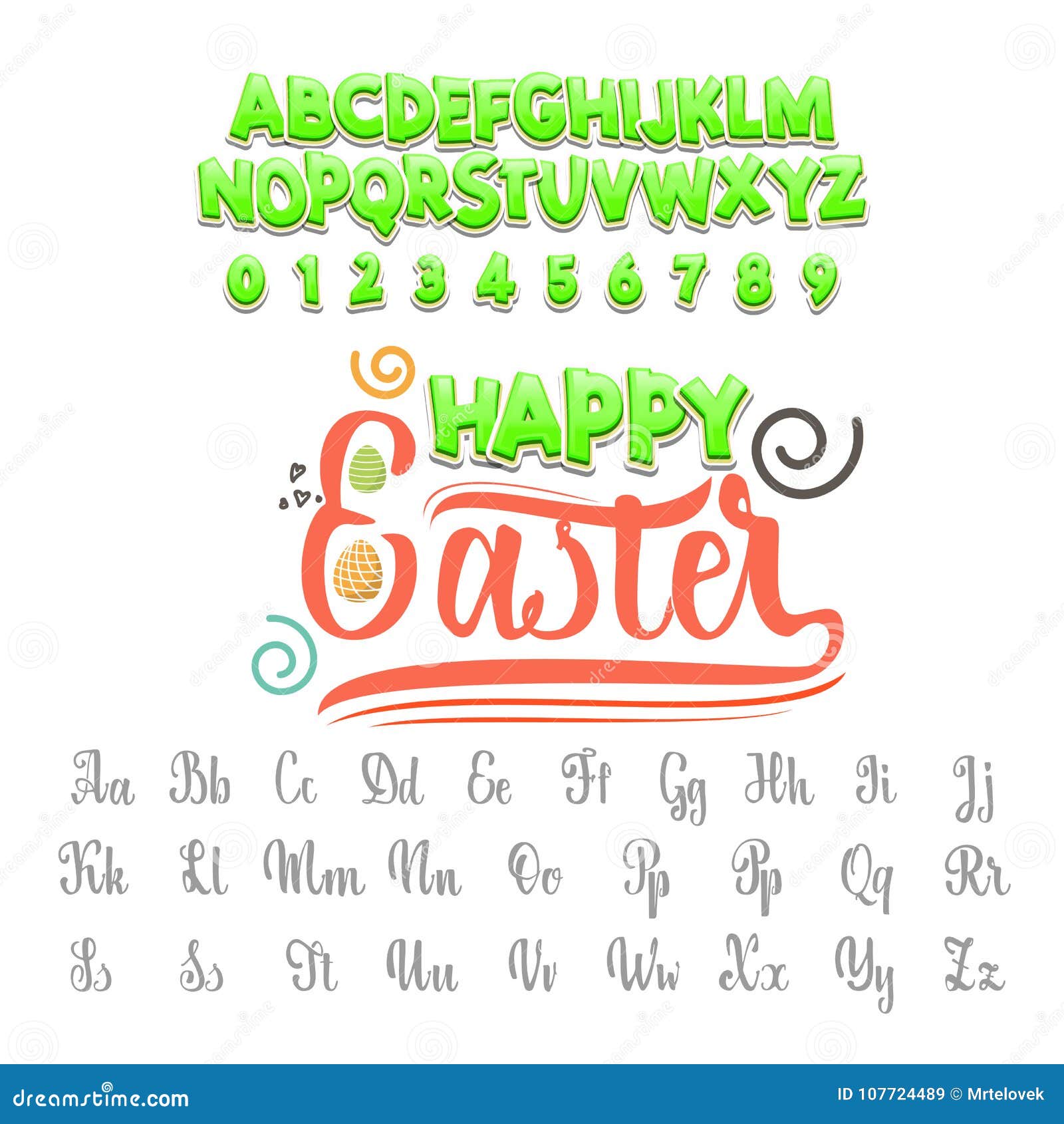 Happy Easter - Font. Vector Alphabet.Hand Lettering Script Font ...