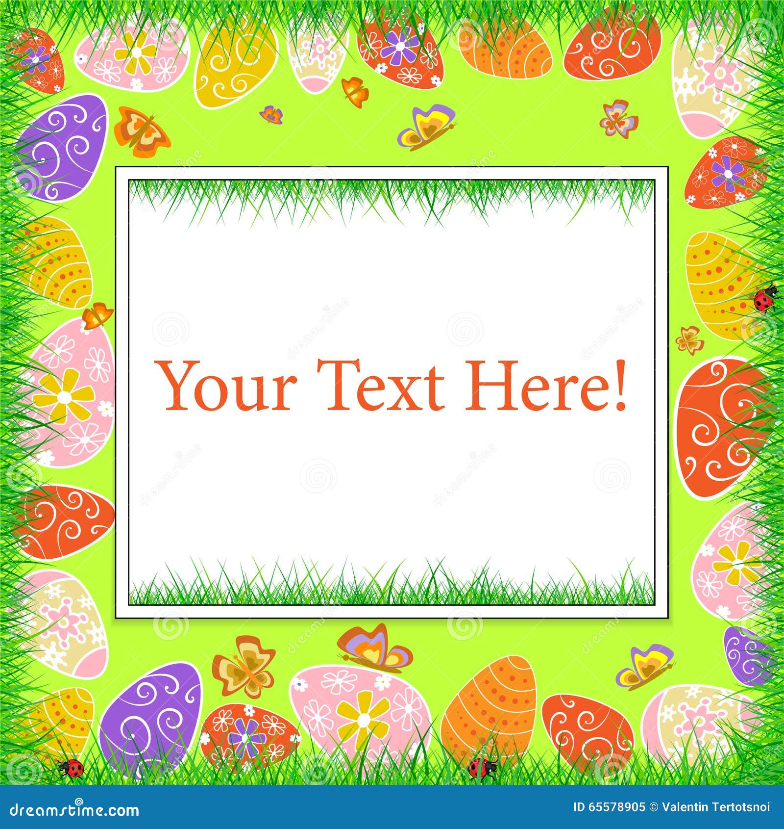 Happy Easter frame stock vector. Illustration of field - 65578905