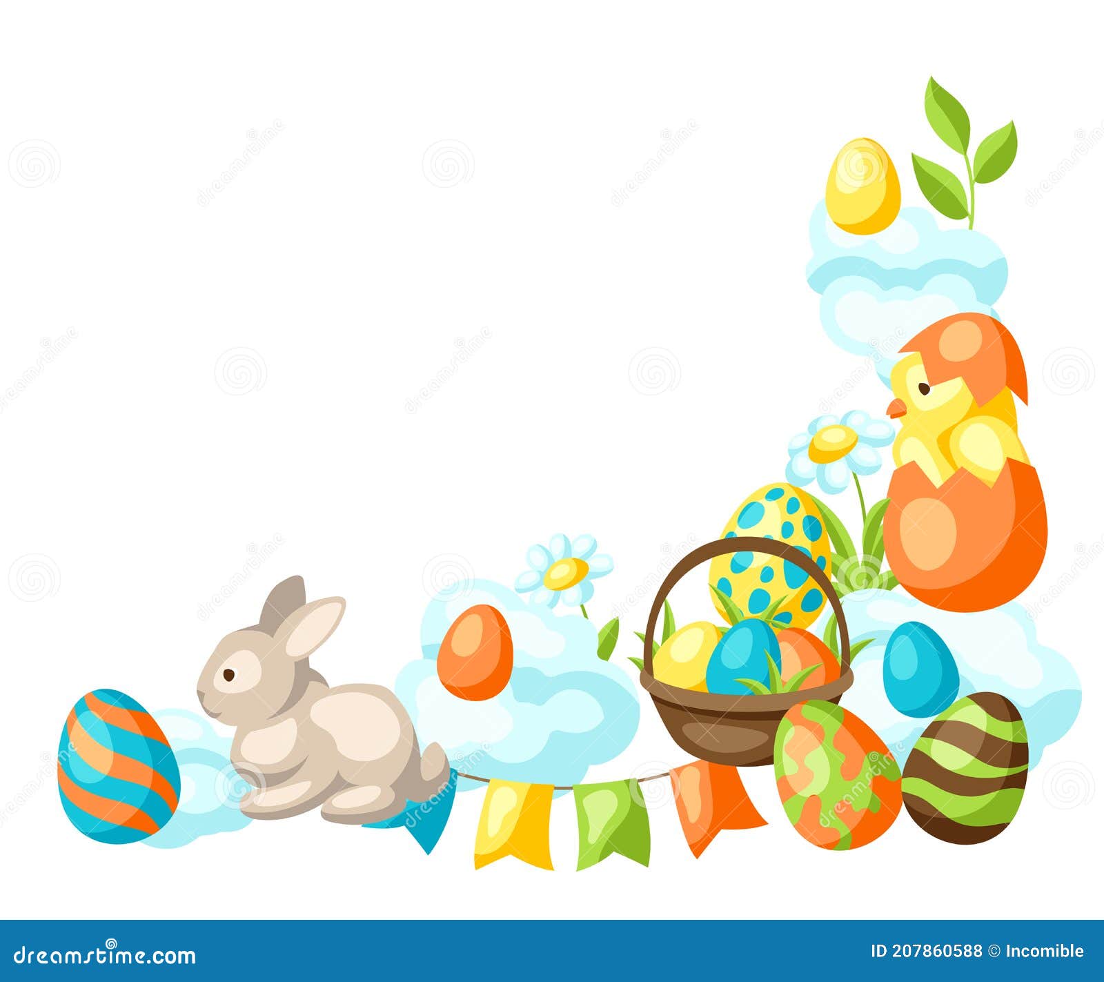 Happy Easter Frame with Holiday Items. Stock Illustration ...
