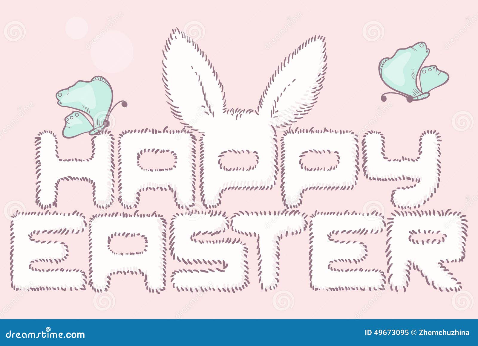 Happy Easter Fur Inscription. Hand Drawn Headline Stock Vector ...