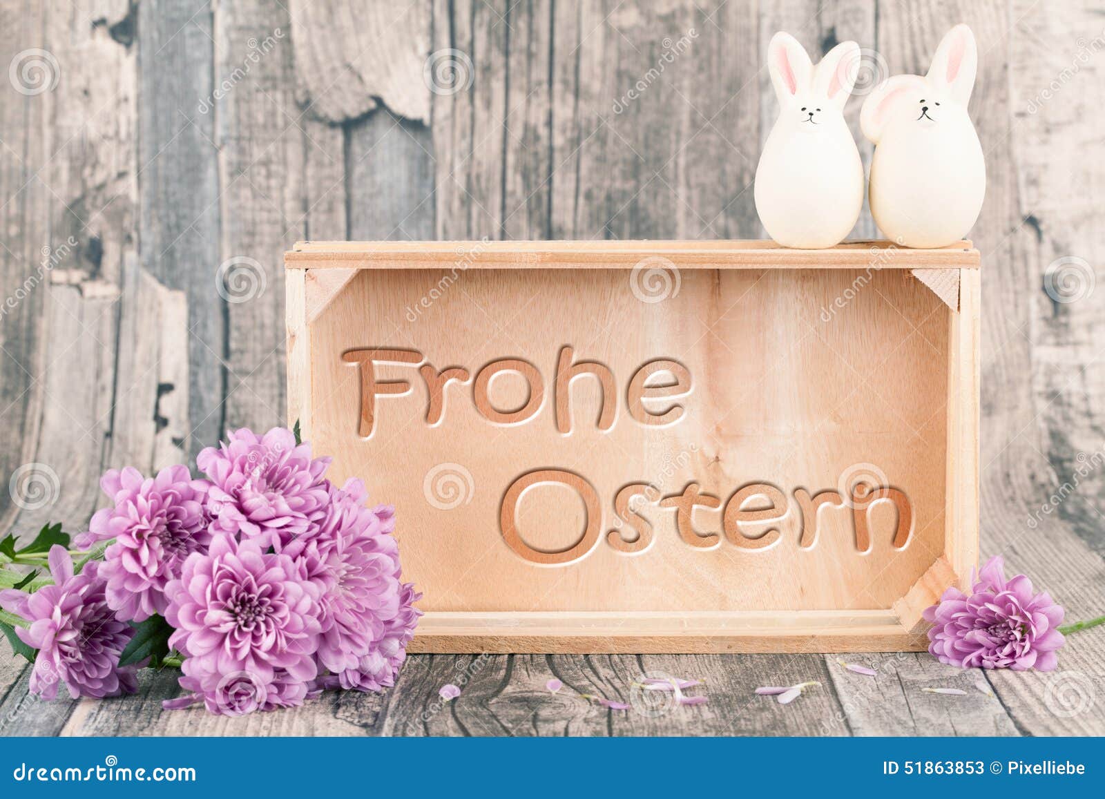 Happy easter (german) stock image. Image of chrysanthemums - 51863853