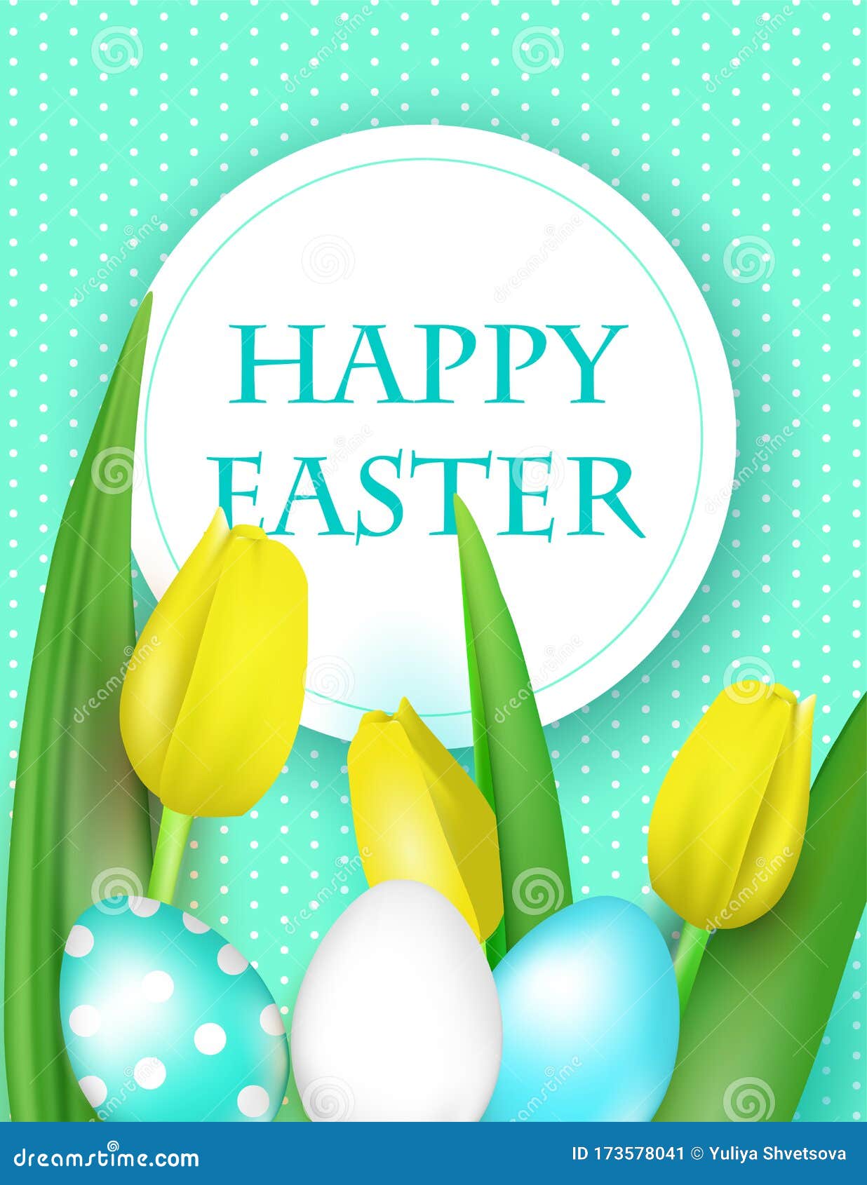 Happy Easter Gift Card, Realistic Vector Illustration with Yellow ...
