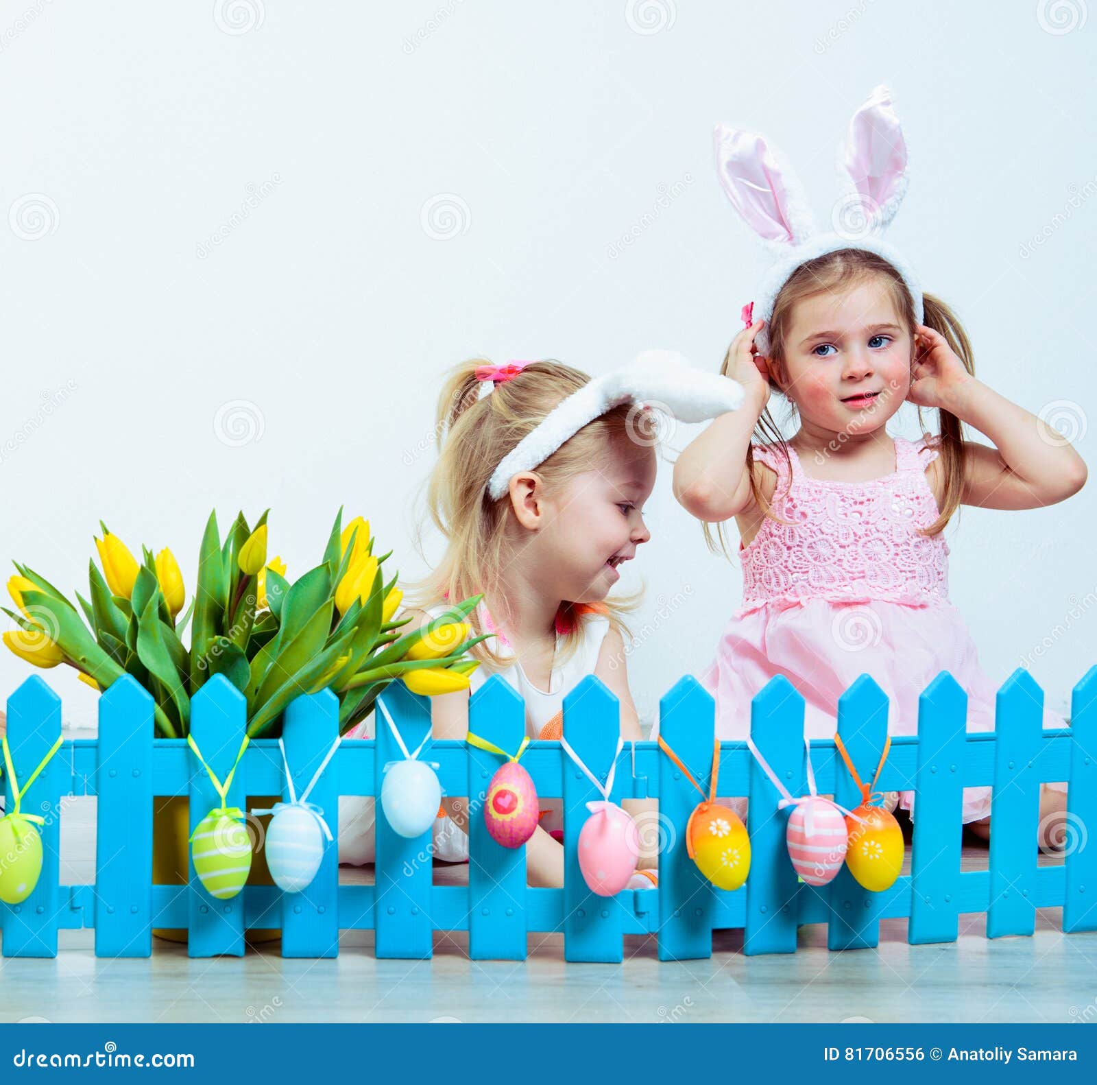 Happy Easter girls stock photo. Image of happiness, children - 81706556