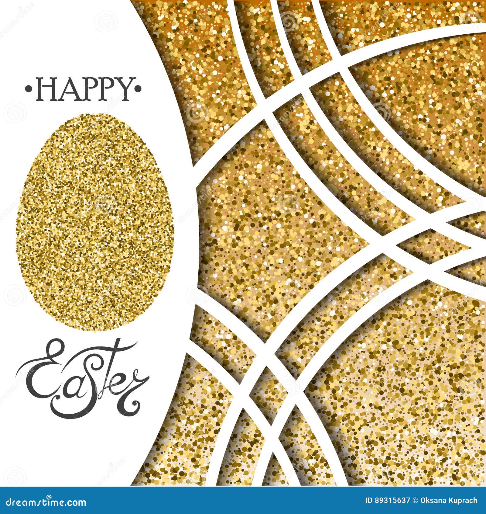 Happy Easter Gold Egg on the Gold Glitter Background. Stock ...
