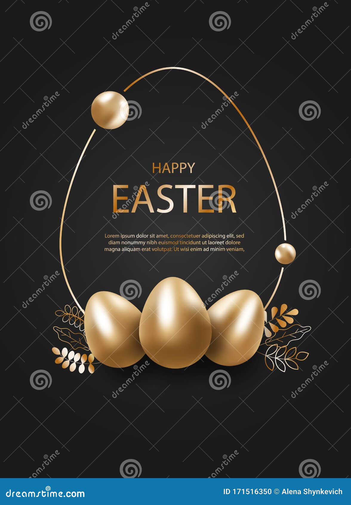 Happy Easter, Gold Easter Eggs, Easter Background, Easter Design ...