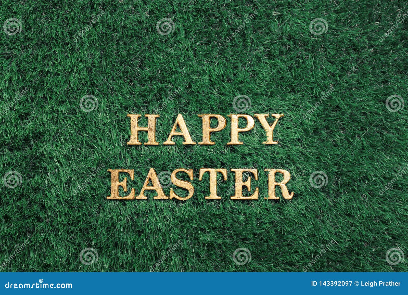 Happy Easter Gold Text in Green Grass Stock Image - Image of golden ...