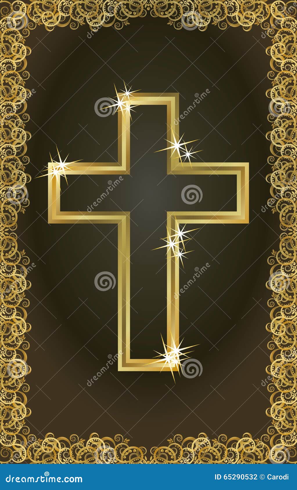 Happy Easter Golden Christian Cross Card Stock Vector - Illustration of ...