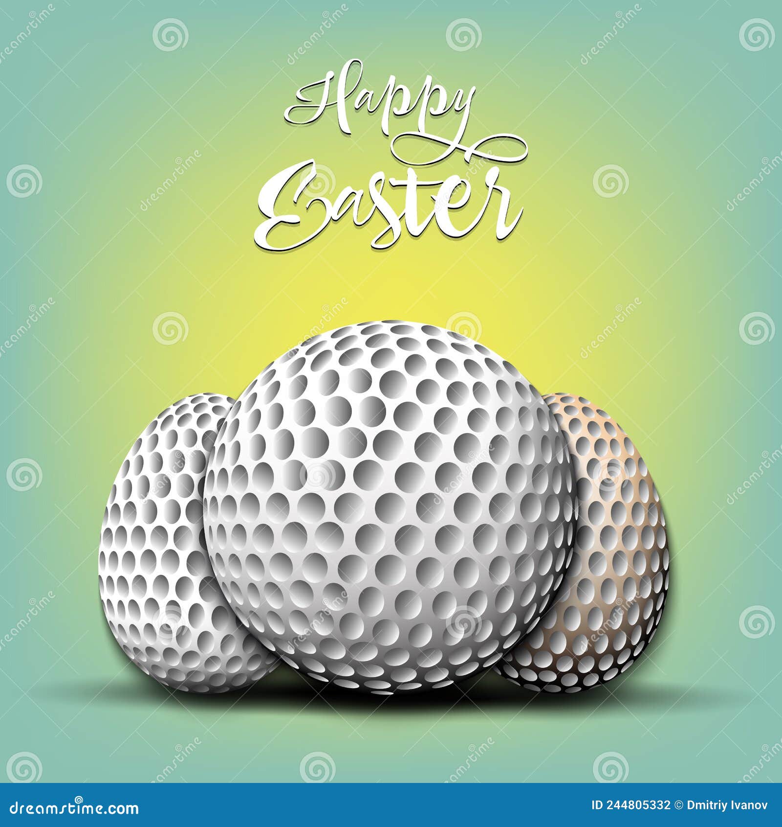 Happy Easter. Golf Ball and Easter Eggs Stock Vector - Illustration of ...