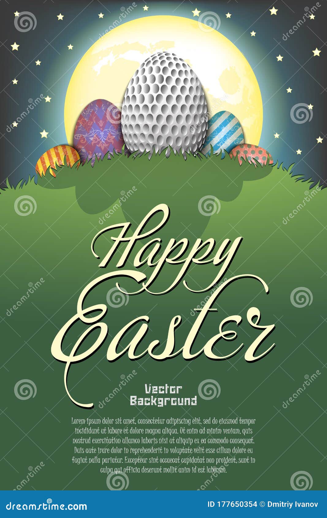 Happy Easter. Golf Ball in the Form of Egg Stock Vector - Illustration ...