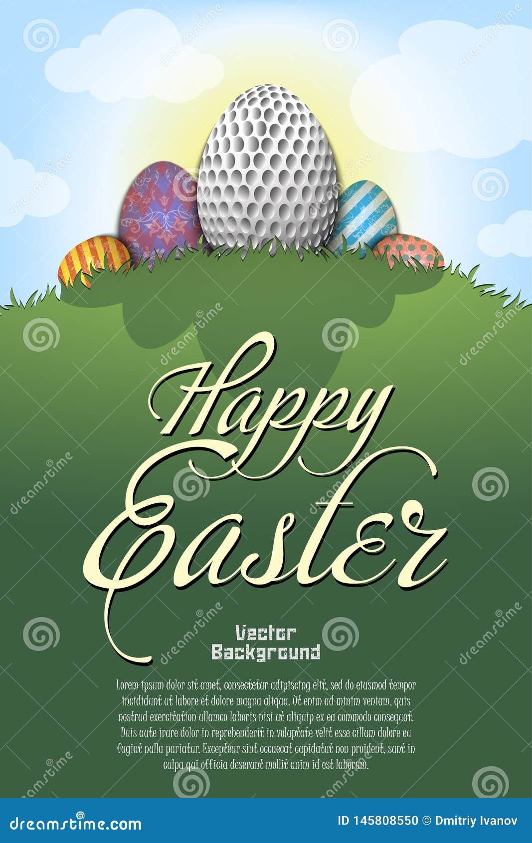 Happy Easter. Golf Ball in the Form of Egg Stock Vector - Illustration ...