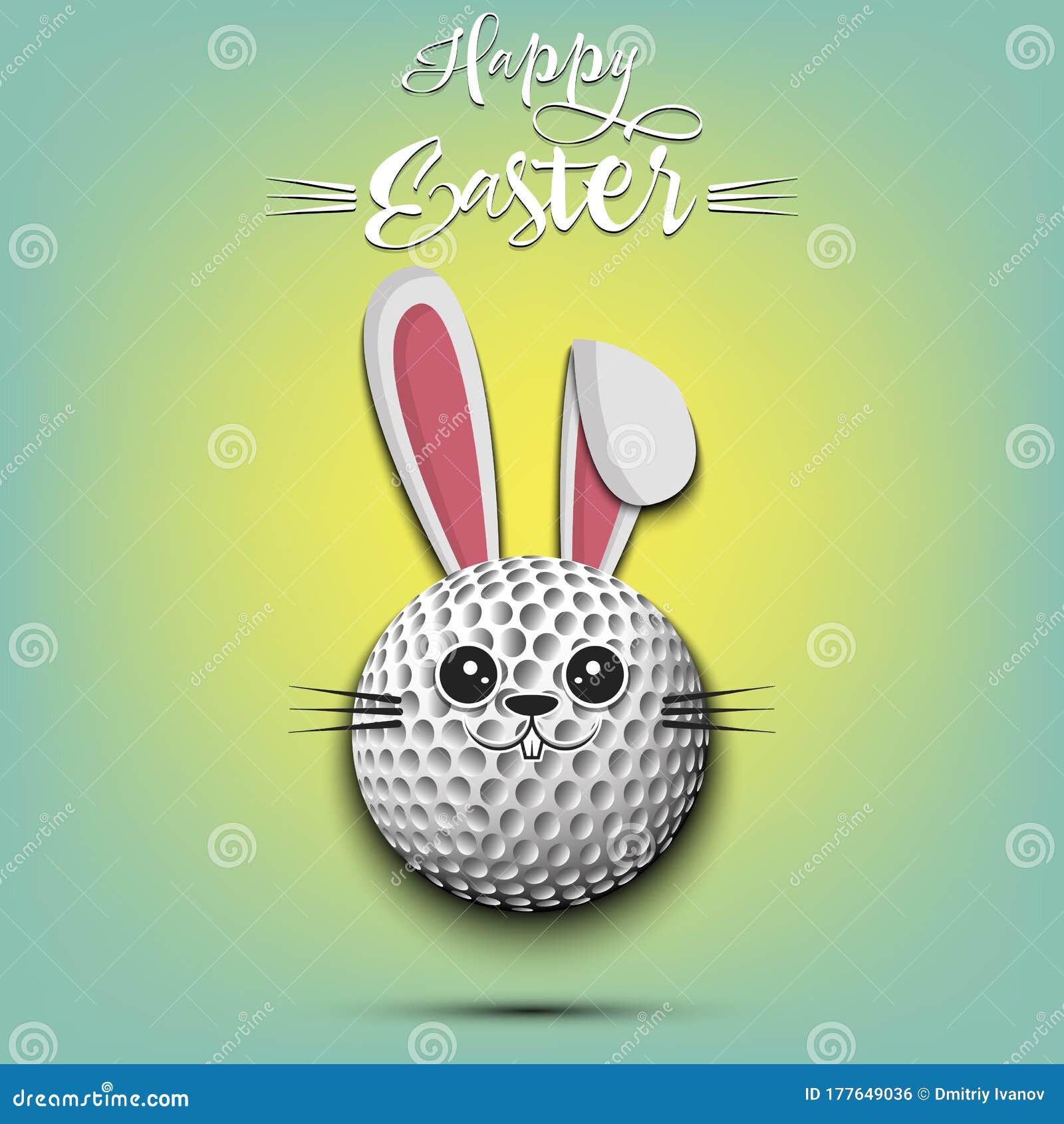 Happy Easter. Golf Ball Made in the Form of a Rabbit Stock Vector ...