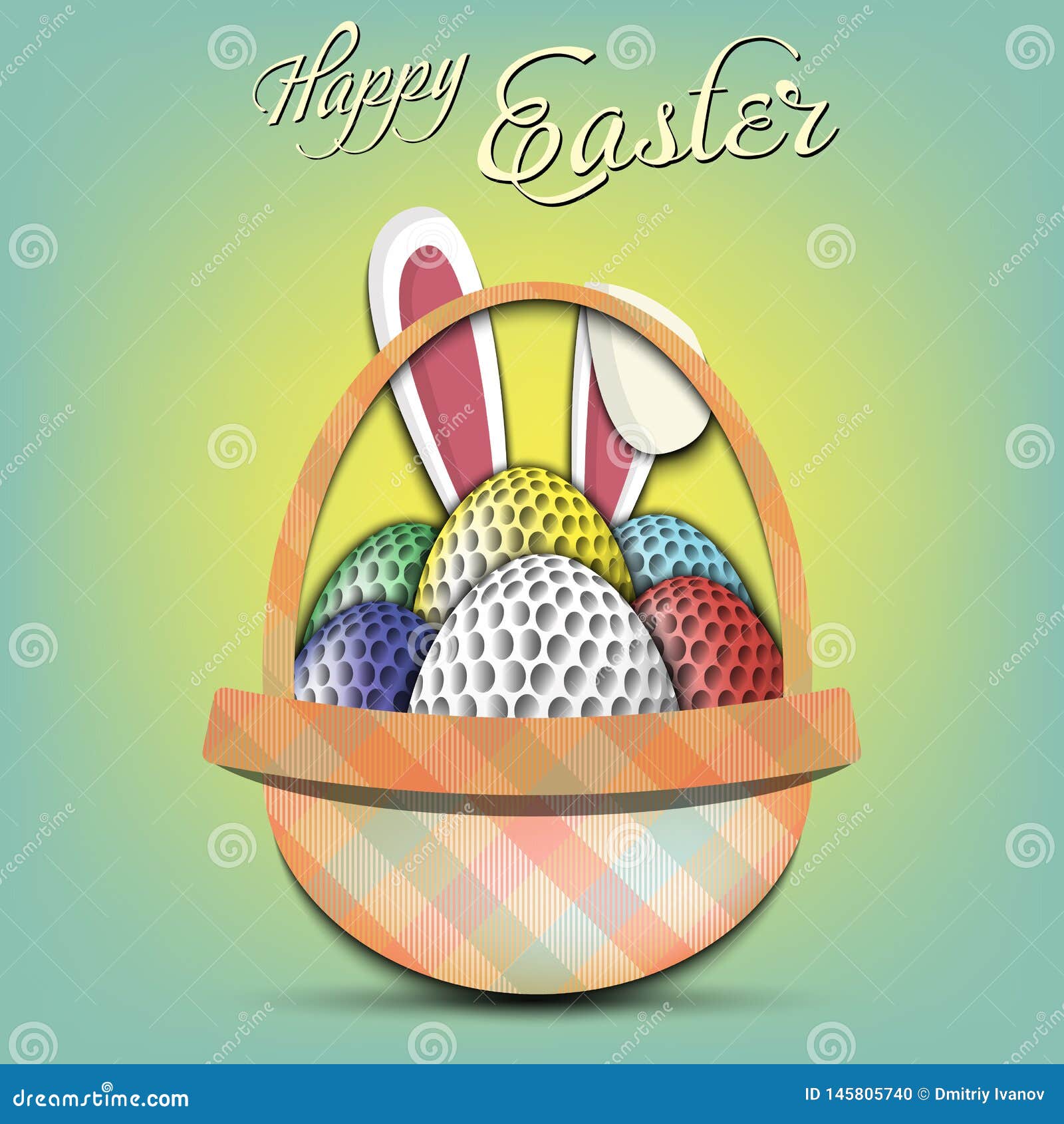 Happy Easter. Golf Balls in the Form of Eggs Stock Vector ...