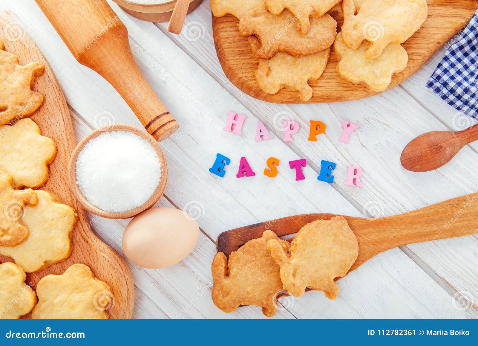 Happy Easter Greeting. Baking Easter Bunnies Stock Image - Image of ...